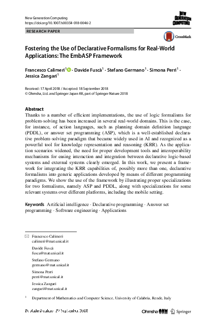 (PDF) Fostering the Use of Declarative Formalisms for Real-World ...