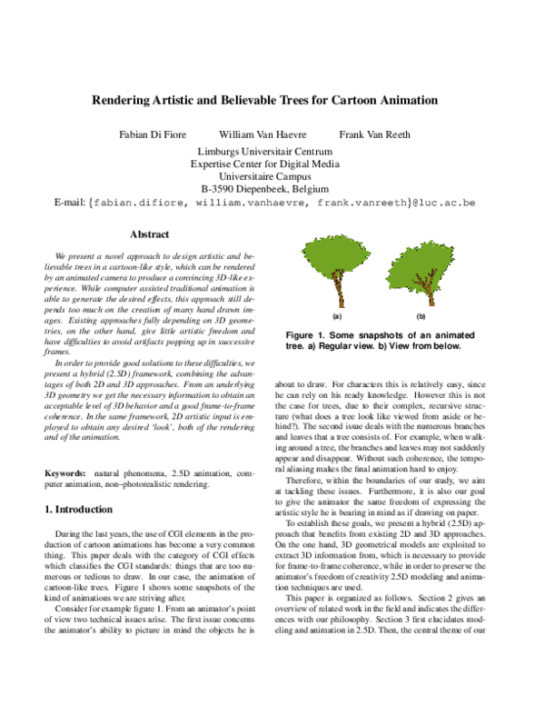 (PDF) Rendering artistic and believable trees for cartoon animation