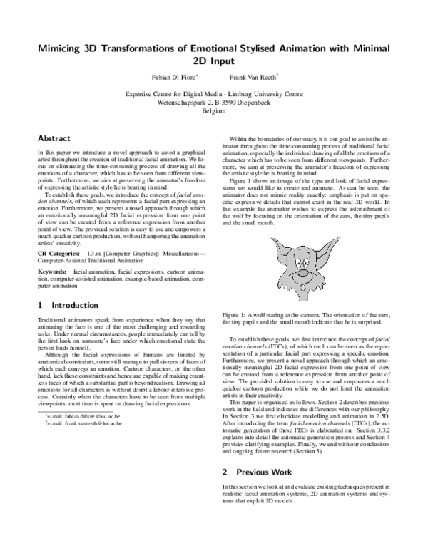 (PDF) Mimicing 3D transformations of emotional stylised animation with ...