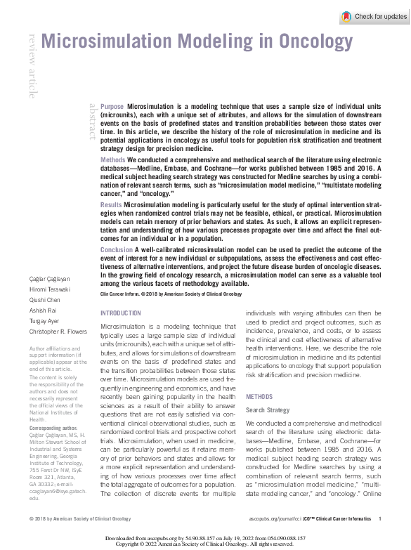 (PDF) Microsimulation Modeling in Oncology