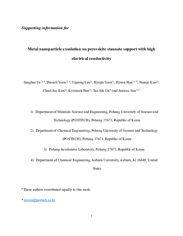 (PDF) Metal Nanoparticle Exsolution on a Perovskite Stannate Support ...