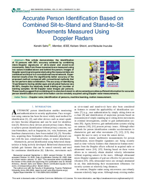 (PDF) Accurate Person Identification Based on Combined Sit-to-Stand and ...