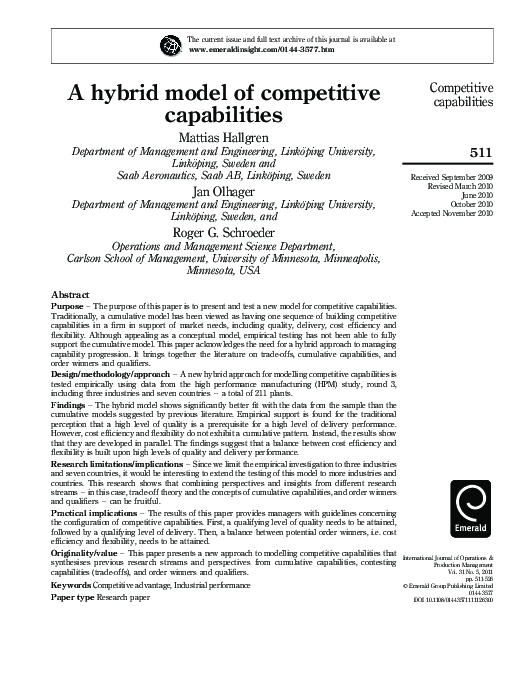 (PDF) A hybrid model of competitive capabilities