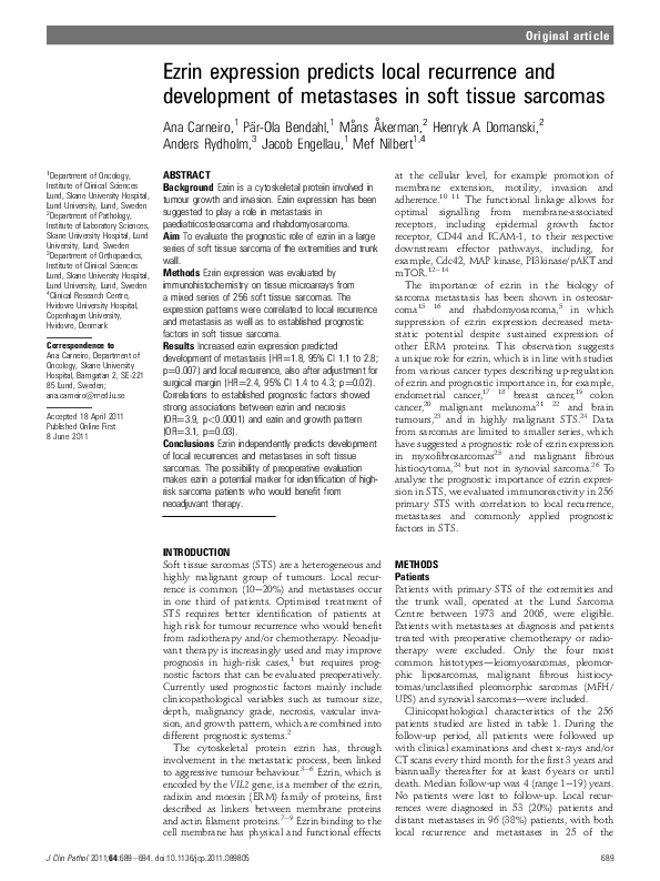 (PDF) Ezrin expression predicts local recurrence and development of ...