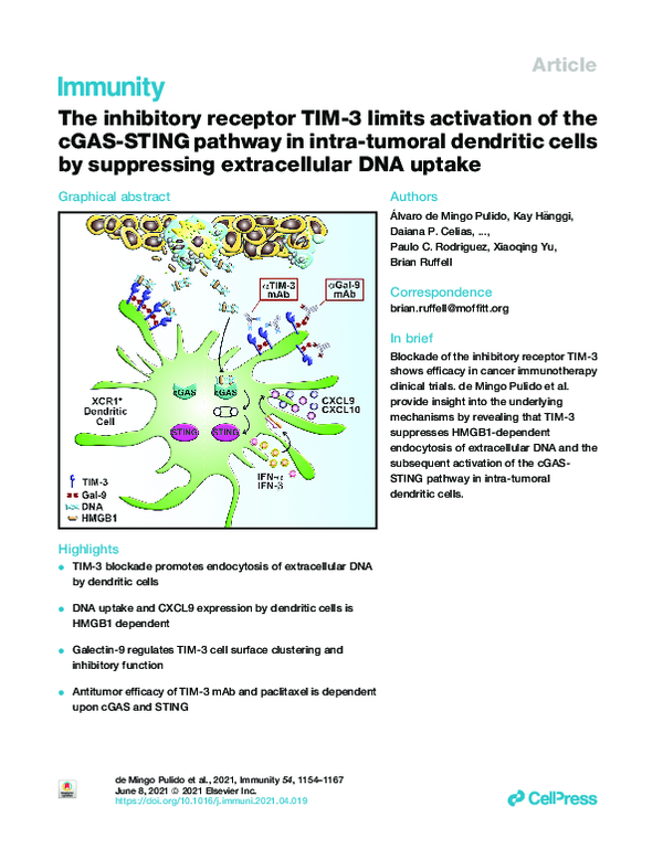 (PDF) The inhibitory receptor TIM-3 limits activation of the cGAS-STING ...