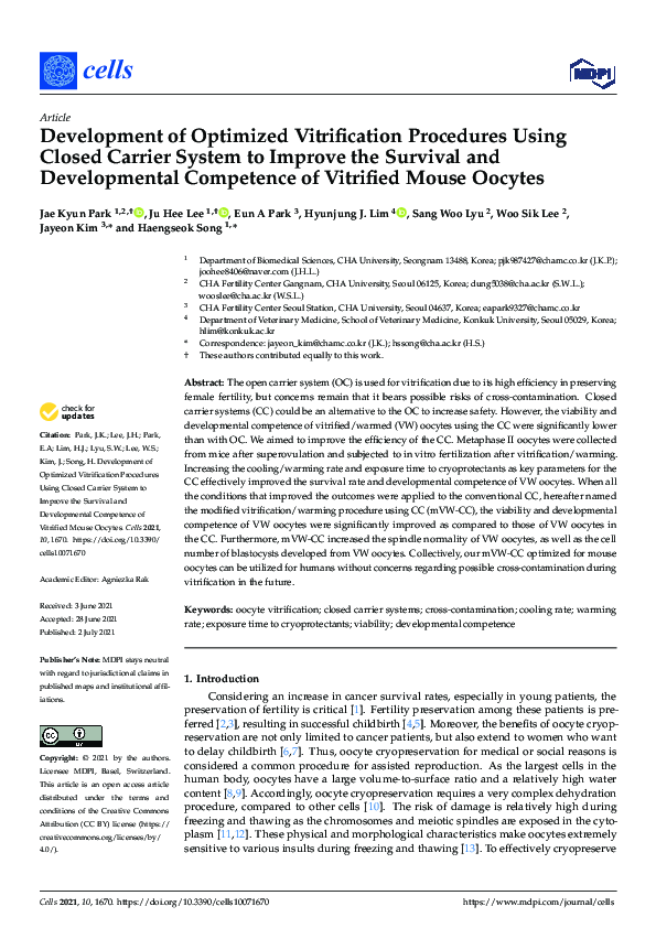 (PDF) Development of Optimized Vitrification Procedures Using Closed ...