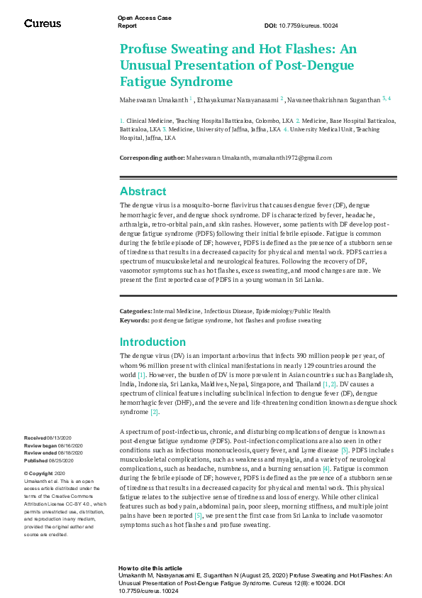(PDF) Profuse Sweating and Hot Flashes: An Unusual Presentation of Post ...
