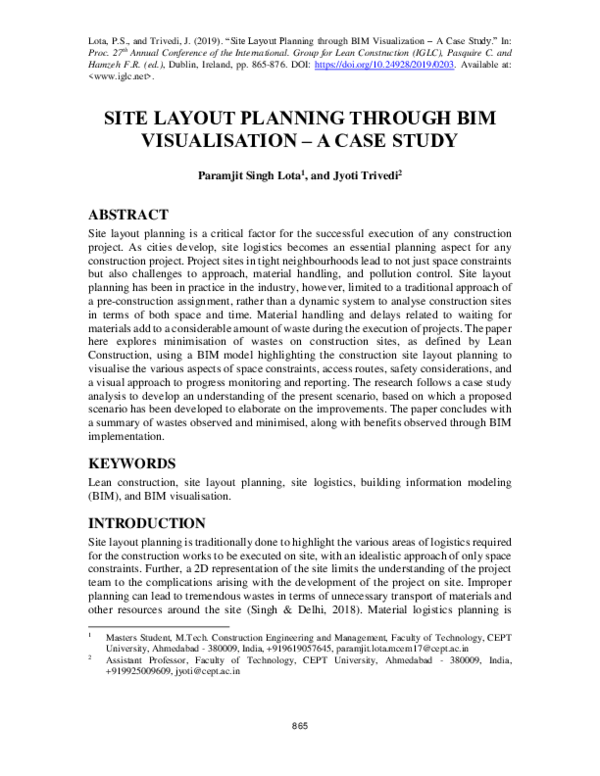 (PDF) Site Layout Planning Through BIM Visualisation – A Case Study