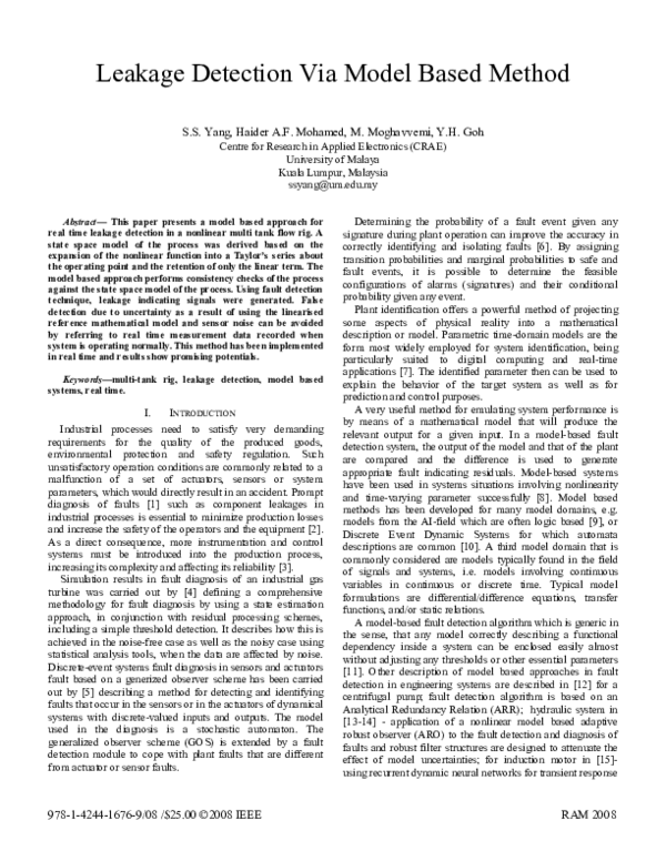 (PDF) Leakage detection via model based method