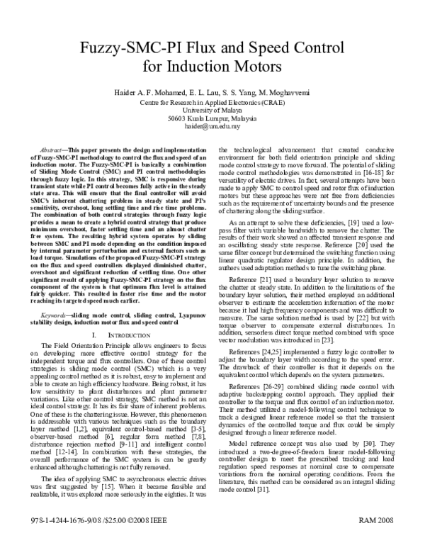 (PDF) Fuzzy-SMC-PI flux and speed control for induction motors