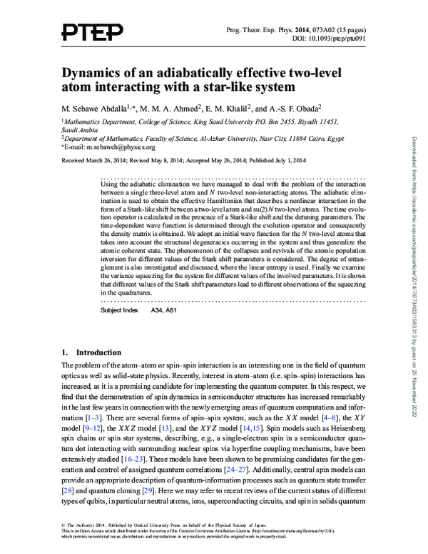 (PDF) Dynamics of an adiabatically effective two-level atom interacting ...