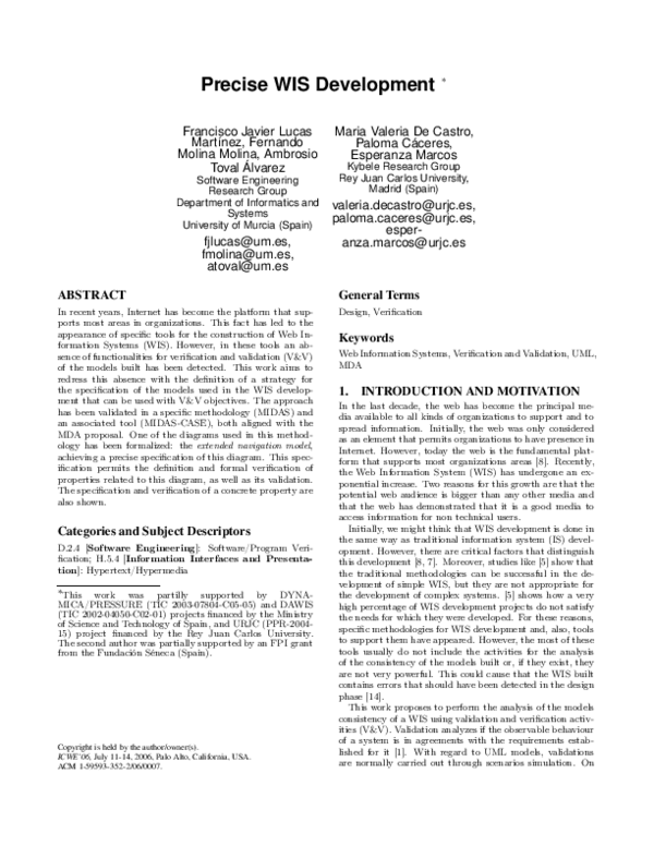 Pdf Precise Wis Development