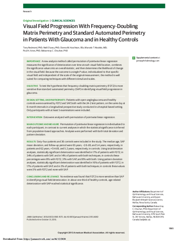 (PDF) Visual Field Progression With Frequency-Doubling Matrix Perimetry ...