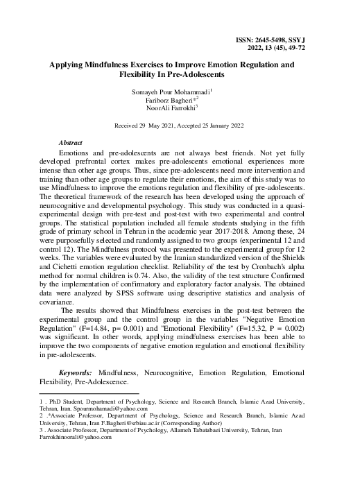 (PDF) Applying Mindfulness Exercises to Improve Emotion Regulation and ...
