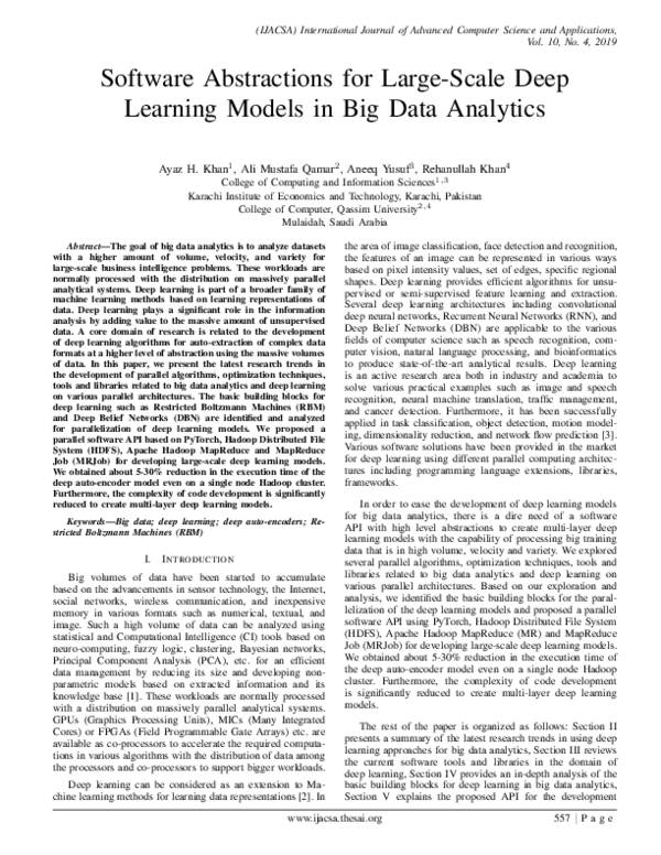 (PDF) Software Abstractions for Large-Scale Deep Learning Models in Big Data Analytics
