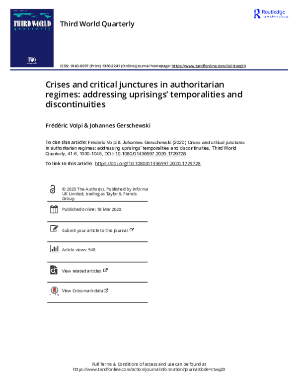 (PDF) Crises and critical junctures in authoritarian regimes ...