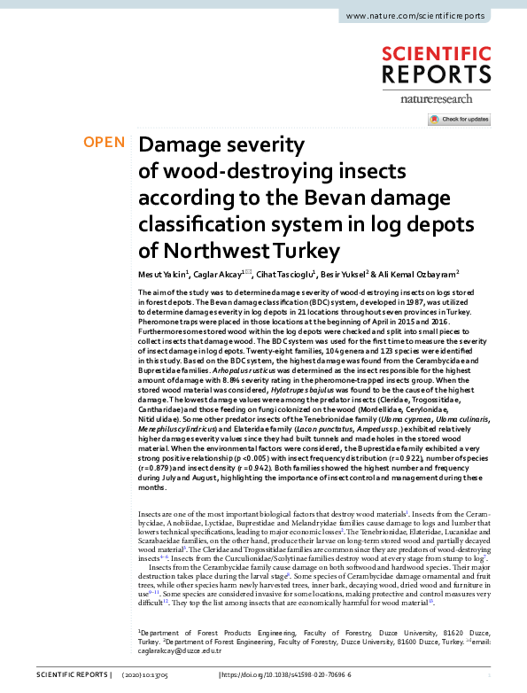 (PDF) Damage severity of wood-destroying insects according to the Bevan damage classification ...