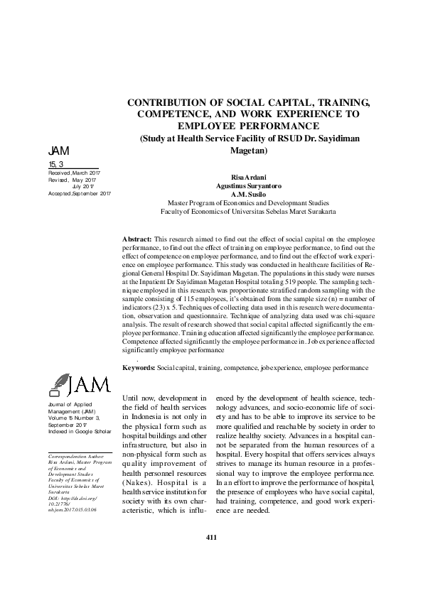 (PDF) Contribution of social capital, training, competence, and work ...