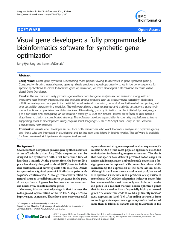 (PDF) Visual gene developer: a fully programmable bioinformatics ...