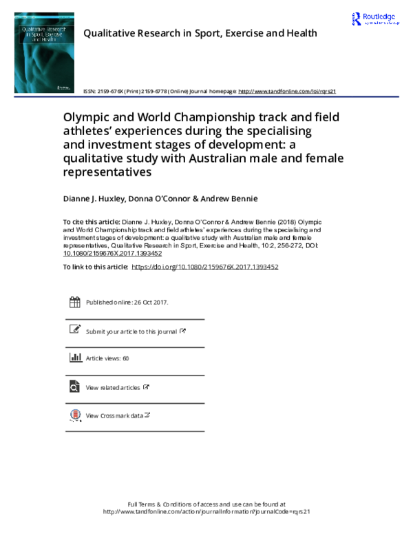(PDF) Olympic and World Championship track and field athletes ...