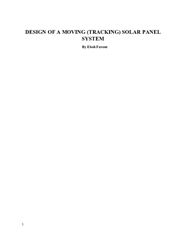 (DOC) DESIGN OF A MOVING (TRACKING) SOLAR PANEL SYSTEM