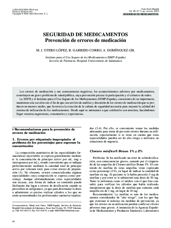 (PDF) Seguridad de medicamentos. Prevención de errores de medicación