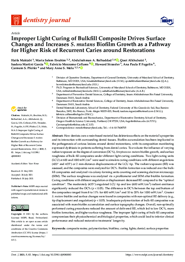 (PDF) Improper Light Curing of Bulkfill Composite Drives Surface ...