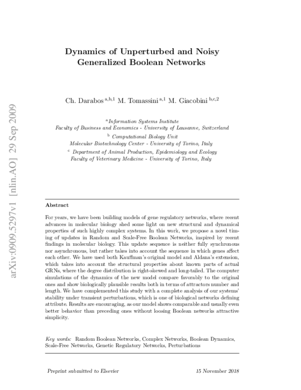 (PDF) Dynamics of unperturbed and noisy generalized Boolean networks