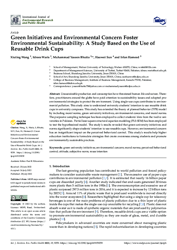 (PDF) Green Initiatives and Environmental Concern Foster Environmental ...