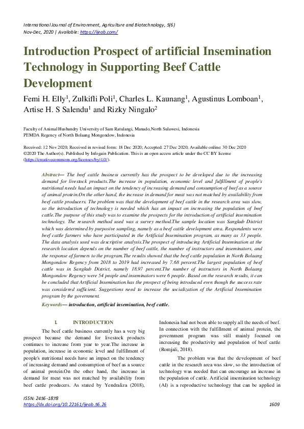 (PDF) Introduction Prospect of artificial Insemination Technology in Supporting Beef Cattle ...