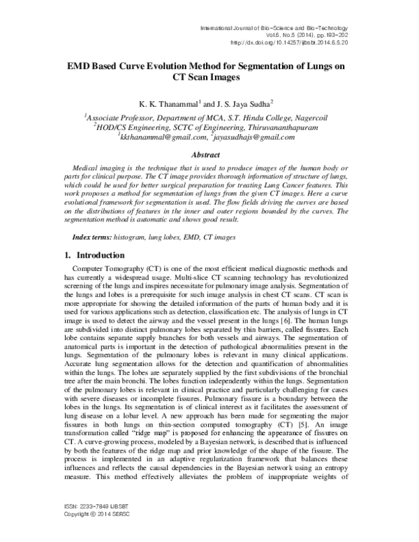 Pdf Emd Based Curve Evolution Method For Segmentation Of Lungs On Ct Scan Images Dr K K