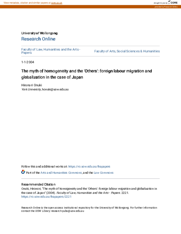 The myth of homogeneity and the \u27Others\u27: foreign labour ...