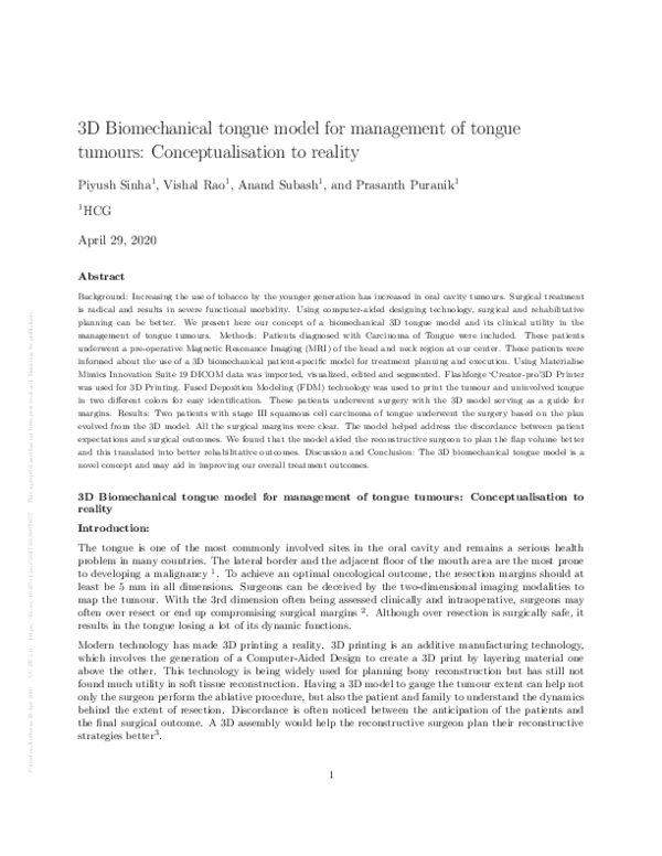 (PDF) 3D Biomechanical tongue model for management of tongue tumours ...