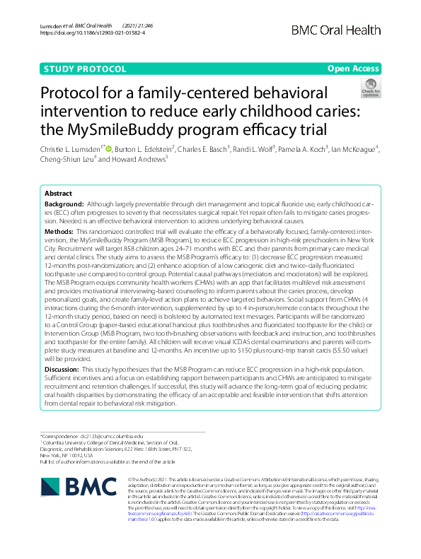(PDF) Protocol for a family-centered behavioral intervention to reduce ...