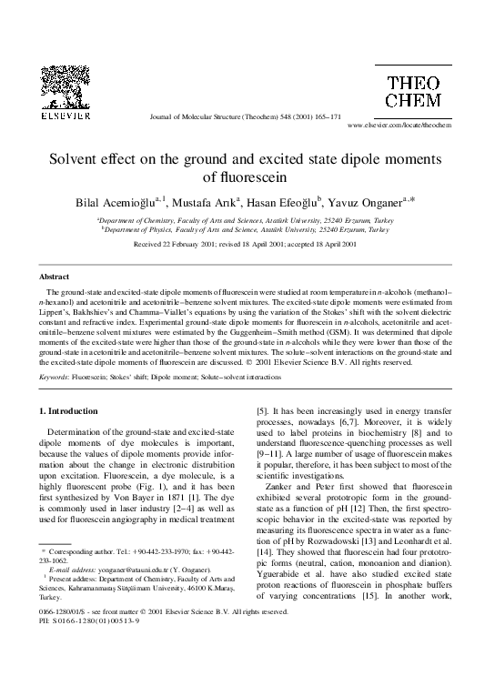(PDF) Solvent effect on the ground and excited state dipole moments of ...