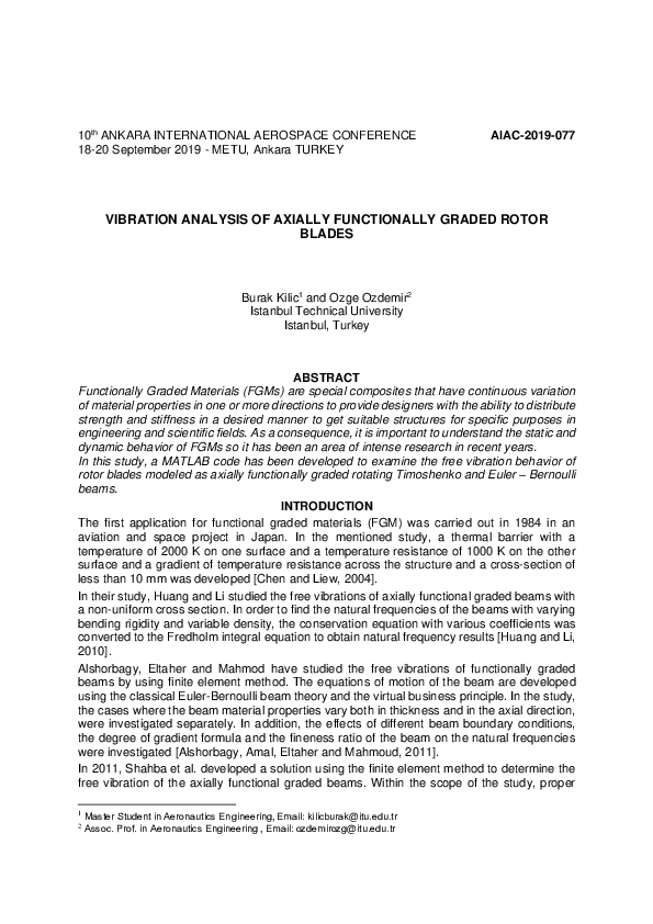 Pdf Vibration Analysis Of Axially Functionally Graded Rotor Blades