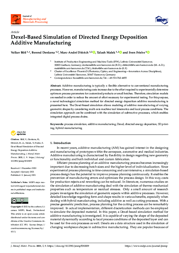 (PDF) Dexel-Based Simulation of Directed Energy Deposition Additive Manufacturing