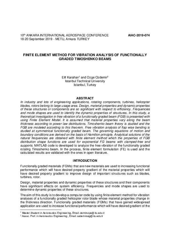 (PDF) Finite Element Method for Vibration Analysis of Timoshenko Beams