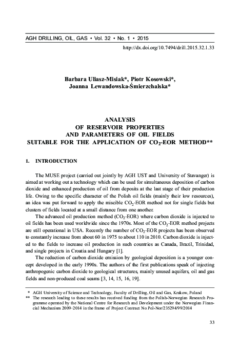 (PDF) Analysis of reservoir properties and parameters of oil fields suitable for the application ...