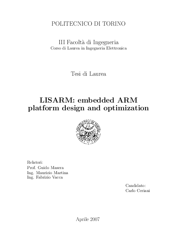 (PDF) LISARM: embedded ARM platform design and optimization