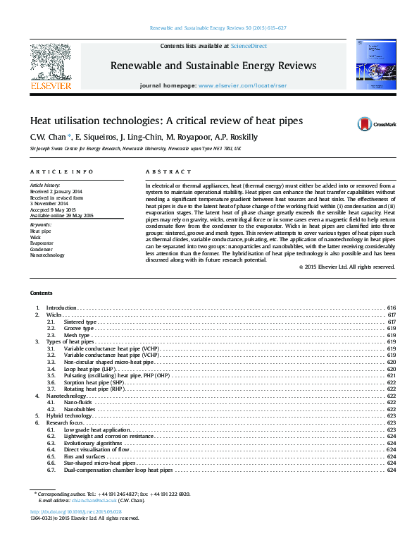 (PDF) Heat utilisation technologies: A critical review of heat pipes