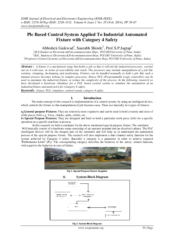 (PDF) Plc Based Control System Applied To Industrial Automated Fixture ...