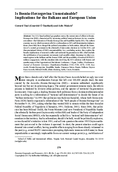 (PDF) Is Bosnia-Herzegovina Unsustainable? Implications for the Balkans ...