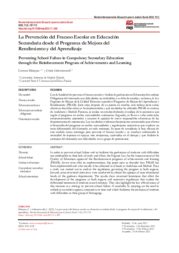 (PDF) La Prevención del Fracaso Escolar en Educación Secundaria desde el Programa de Mejora del ...