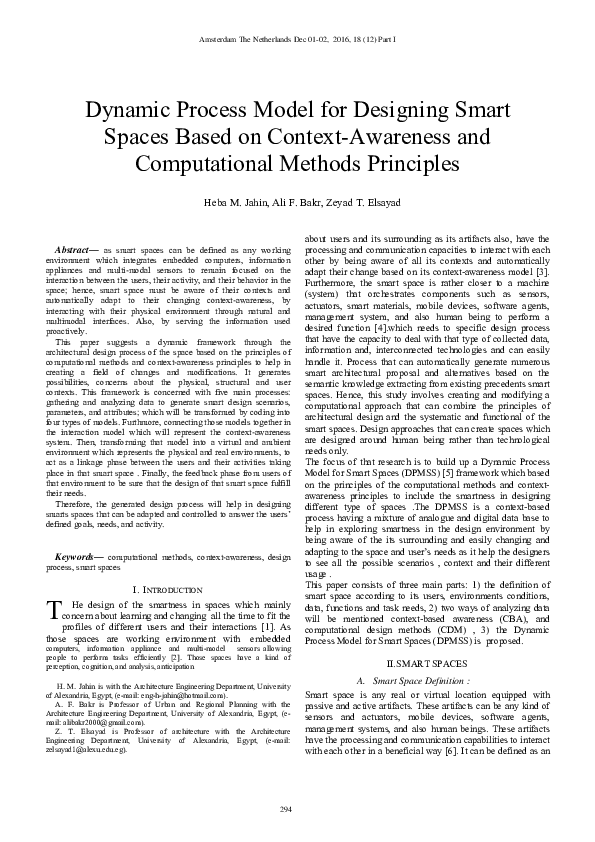 (PDF) Dynamic Process Model for Designing Smart Spaces Based on Context-Awareness and ...