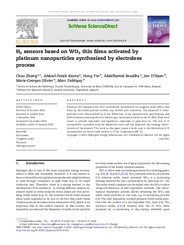 (PDF) H2 sensors based on WO3 thin films activated by platinum nanoparticles synthesized by ...