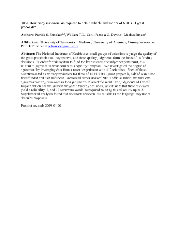 (PDF) How many reviewers are required to obtain reliable evaluations of ...