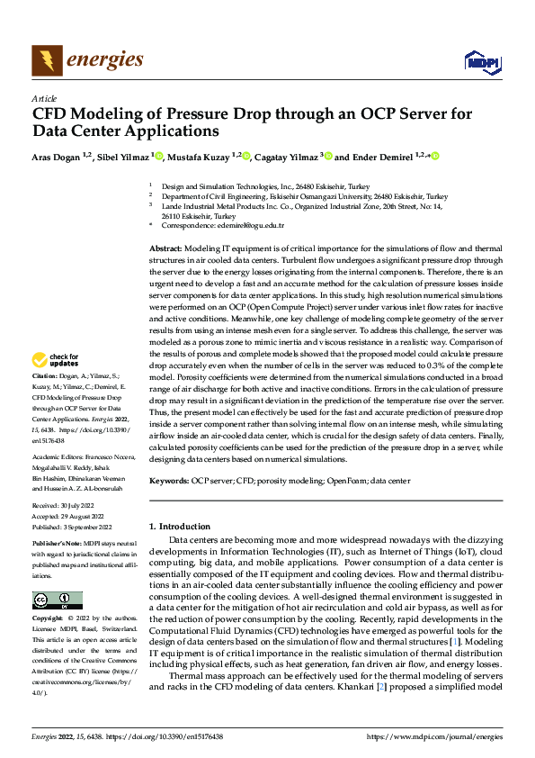 (PDF) CFD Modeling of Pressure Drop through an OCP Server for Data ...