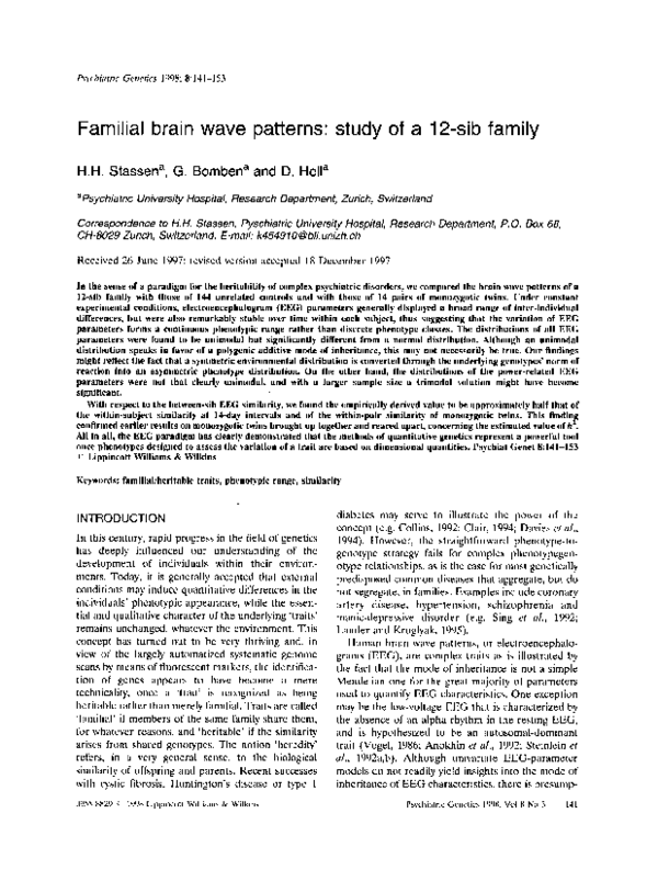 (PDF) Familial brain wave patterns