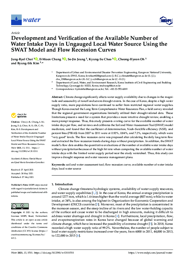 (PDF) Development and Verification of the Available Number of Water Intake Days in Ungauged ...